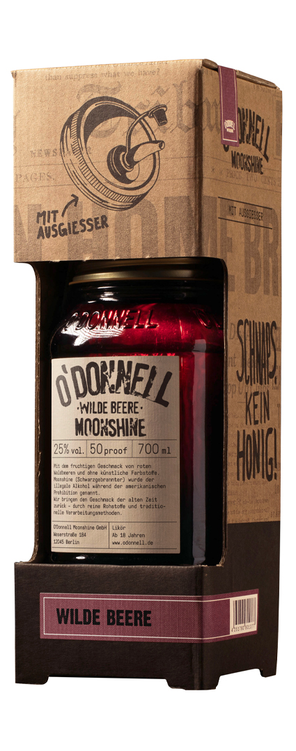 O'Donnell Moonshine Kombiset Wilde Beere Alk.25vol.% 0,7l inkl. Ausgießer